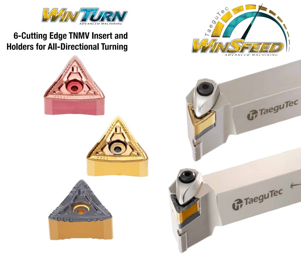Taegutec Win Turn เม็ดมีด 6 คมตัด ใช้งานได้ทั้งการกลึงเดินหน้าและถอยหลัง